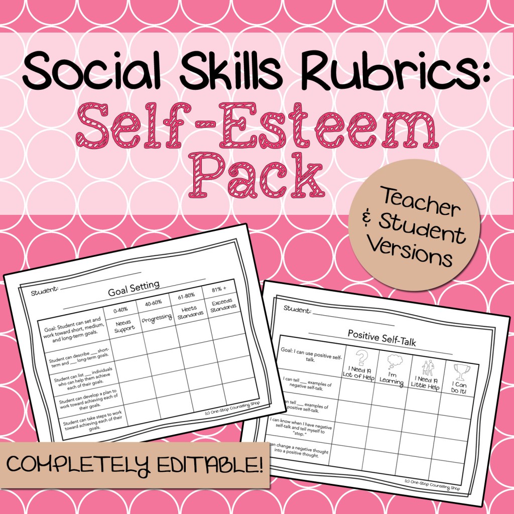 Fun Freebie :: Self-Esteem Rubrics – One-Stop Counseling Shop