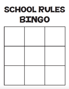 School Rules Bingo – One-Stop Counseling Shop