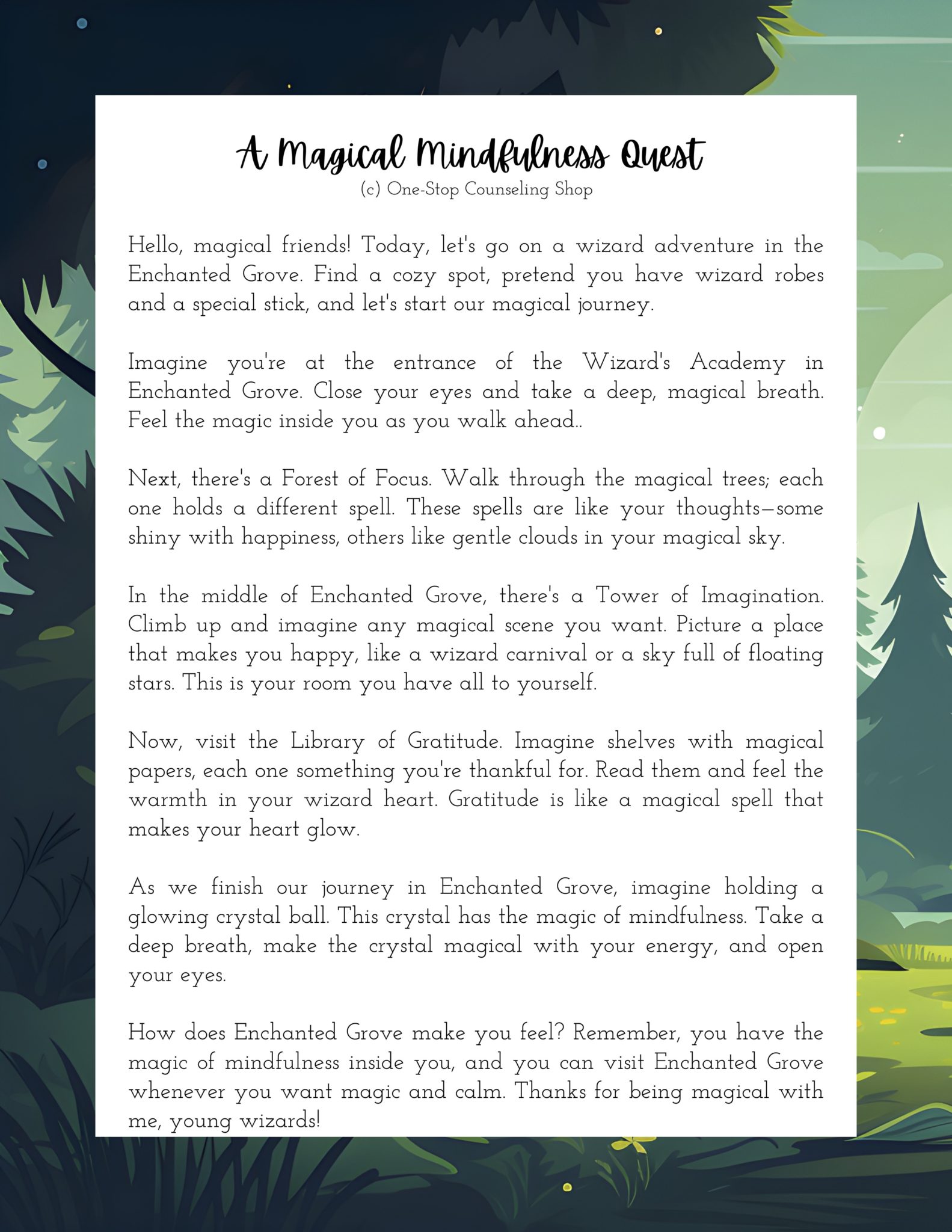 Mindful Moments Passages for Kids – One-Stop Counseling Shop