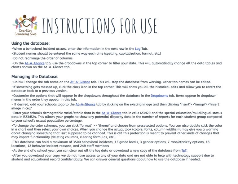 School Behavior Incident Report Database for Google Sheets – One-Stop ...